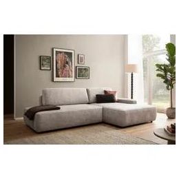 Ecksofa Home Affaire "TORGE, Schlafsofa Cord, Samtvelours u. Strukur fein, Couch in L-Form", beige (hellbeige), B:276cm H:82cm T:164cm, 100% Polyester, Sofas, Ecksofa, Schlaffunktion und Bettkasten, Liegefl&auml;che: 210x125 cm, neues Design