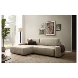 Ecksofa Home Affaire "TORGE (264cm), Schlafsofa in Cord, Samtvelours o Struktur fein, L-Form", braun (hellbraun), B:264cm H:82cm T:162cm, 100% Polyester, Sofas, Ecksofa, Schlaffunktion, Bettkasten, Liegefl&auml;che: 125/210 cm