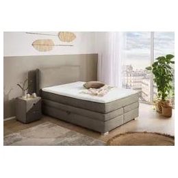 Jockenh&ouml;fer Boxspringbett JOCKENH&Ouml;FER GRUPPE "Arabella, 2x 70er Boxen mit Stauraum", beige (taupe 426, 18), B:154cm L:217cm, Bezug Bett: Cord (100% Polyester);Topper und Matratzenspiegel: 100% Polyester, Komplettbetten, Boxspringbett, Wende-Bonell-Federkern-Matratze (H2/H3), inkl. Topper