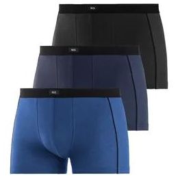 H.I.S. Boxer H.I.S "Boxershorts f&uuml;r Herren", Herren, Gr. 6L, 3 Stk., blau (blau, navy, schwarz), Jersey, Obermaterial: 95% Baumwolle, 5% Elasthan, unifarben, Unterhosen, mit schmalen Piping an den Seiten