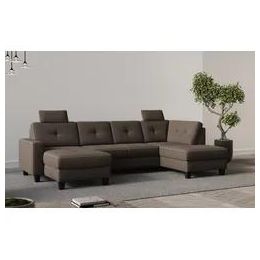 Wohnlandschaft Home Affaire "Varese", braun (espresso), B:304cm H:91cm T:170cm, 90% Polyester 10% Polyamid, Sofas, Wohnlandschaft, wahlweise mit Bettfunktion und Bettkasten
