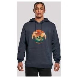Kapuzenpullover F4NT4STIC "Sonnenuntergang Berglandschaft", Herren, Gr. 3XL, blau (navy), Obermaterial: 65% Baumwolle, 35% Polyester, slim fit, Pullover Kapuzenpullover, Premium Qualit&auml;t