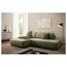 Ecksofa Home Affaire "TORGE, Schlafsofa Cord, Samtvelours u. Strukur fein, Couch in L-Form", gr&uuml;n (khaki), B:276cm H:82cm T:164cm, 100% Polyester, Sofas, Ecksofa, Schlaffunktion und Bettkasten, Liegefl&auml;che: 210x125 cm, neues Design