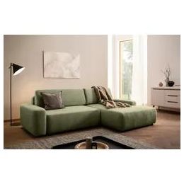 Ecksofa Home Affaire "TORGE (264cm), Schlafsofa in Cord, Samtvelours o Struktur fein, L-Form", gr&uuml;n (khaki), B:264cm H:82cm T:162cm, 100% Polyester, Sofas, Ecksofa, Schlaffunktion, Bettkasten, Liegefl&auml;che: 125/210 cm