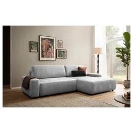 Ecksofa Home Affaire "TORGE (264cm), Schlafsofa in Cord, Samtvelours o Struktur fein, L-Form", silber (silbergrau), B:264cm H:82cm T:162cm, 100% Polyester, Sofas, Ecksofa, Schlaffunktion, Bettkasten, Liegefl&auml;che: 125/210 cm