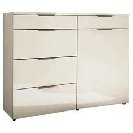 Kombikommode Wiemann "Como", champagner, dekor, glas champagner, schiefer, B:140cm H:91,2cm T:43cm, Floatglas, Holzwerkstoff, Metall, Sideboards, Kombikommode, vormontiert