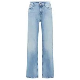 Weite Jeans Mustang "Madison Wide", Damen, Gr. 29, L&auml;nge 34, blau (medium bleach), Denim/Jeans, Obermaterial: 73% Baumwolle, 26% Lyocell, 1% Elasthan, unifarben, weit kn&ouml;chellang, Jeans