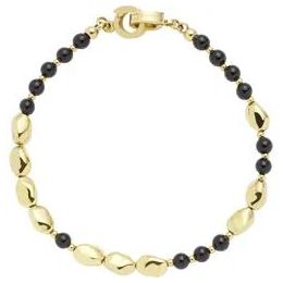 Armband Leonardo "Dorina Clip&Mix", schwarz (gelbgoldfarben, schwarz, schwarz), Armb&auml;nder, Damen, 19cm, Edelstahl, Armband, mit Glasstein - mit Glasperle