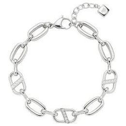 Armband Leonardo "Narea", silber (edelstahlfarben, kristallwei&szlig;, kristallwei&szlig;), Armb&auml;nder, Damen, 22cm, Edelstahl, Armband, mit Zirkonia (synth.)