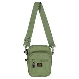 Umh&auml;ngetasche Alpha Industries "Label Messenger Bag S", Gr. onesize, gr&uuml;n (sage, gr&uuml;n), Obermaterial: 100% Polyester; Futter: 100% Nylon, Taschen Umh&auml;ngetasche