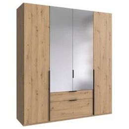 Dreht&uuml;renschrank wimex "Mugano", artisan, eiche nachbildung, griffe schwarz, B:180cm H:208cm T:58cm, Holzwerkstoff, Schr&auml;nke, Dreht&uuml;renschrank, wahlweise mit oder ohne Spiegel, mit Schubladen