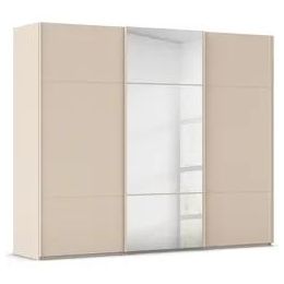 Schwebet&uuml;renschrank Rauch "Kleiderschrank Schrank Garderobe Schlafzimmerschrank SCALE-TRIO", beige (champagner, griffleisten champagner), B:271cm H:223cm T:68cm, Holzwerkstoff, Schr&auml;nke, Schwebet&uuml;renschrank, edle dreigeteilte Front mit 2 Zierleisten und Spiegel MADE IN GERMANY