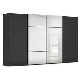 Schwebet&uuml;renschrank Rauch "Kleiderschrank Schrank Garderobe Schlafzimmerschrank SCALE-TRIO", schwarz (schwarz, glas schwarz, griffleisten schwarz), B:360cm H:223cm T:68cm, Holzwerkstoff, Schr&auml;nke, Schwebet&uuml;renschrank, edle dreigeteilte Front mit 2 Zierleisten Spiegel/Glas MADE IN GERMANY