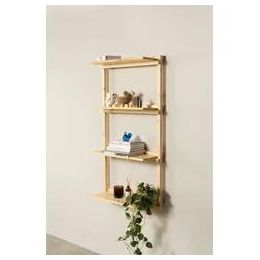 Wandregal KARUP DESIGN "Groove Shelving Narrow, Wandregal, Aufbewahrung, Deko, Platzsparend", beige (natur), B:66cm H:127cm T:25,5cm, Massivholz, Regale, Wandregal, inkl. 4 Abnehmbare Regalb&ouml;den aus FSC-zertifiziertem Massivholz
