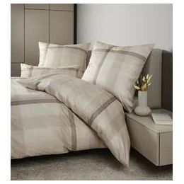 Bettw&auml;sche Janine "Milano 4511245112 01", braun (braun beige), B/L: 155cm x 220cm, 1 Stk., 1 Stk., Mako-Satin, B/L: 80cm x 80cm, Mako-Satin, Obermaterial: 100% Baumwolle, Bettw&auml;sche, Bettw&auml;sche, mit Rei&szlig;verschluss