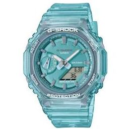 Chronograph Casio G-SHOCK, blau (t&uuml;rkis, transparent), Armbanduhren, Damen, Chronograph, Quarzuhr, Armbanduhr, Damen, Herren, digital, bis 20 bar wasserdicht