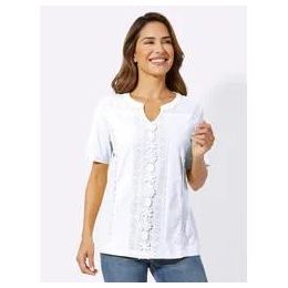 Kurzarmshirt Classic Basics "Kurzarm-Shirt", Damen, Gr. 40, wei&szlig;, 100% Baumwolle, Spitze:100% Baumwolle, Webware:100% Baumwolle, unifarben, Rundhals, Shirts