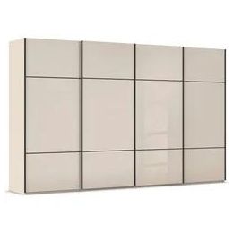Schwebet&uuml;renschrank Rauch "Kleiderschrank Schrank Garderobe Schlafzimmerschrank SCALE-TRIO", beige (champagner, glas champagner, griffleisten schwarz), B:360cm H:223cm T:68cm, Holzwerkstoff, Schr&auml;nke, Schwebet&uuml;renschrank, edle dreigeteilte Front mit 2 Zierleisten Glasfront MADE IN GERMANY