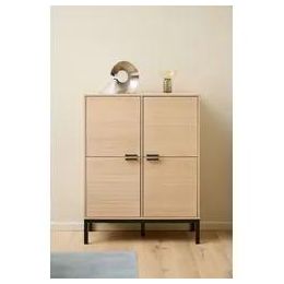 Anrichte Actona GROUP "Kensington", beige (natur), B:91cm H:120cm T:40cm, Sideboards, Schrank, 4 T&uuml;ren und 6 B&ouml;den weiss pigmentiert Eiche, 91x40x120cm