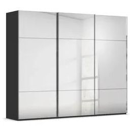 Schwebet&uuml;renschrank Rauch "Kleiderschrank Schrank Garderobe Schlafzimmerschrank SCALE-TRIO", schwarz, B:271cm H:223cm T:68cm, Holzwerkstoff, Schr&auml;nke, Schwebet&uuml;renschrank, edle dreigeteilte Front mit 2 Zierleisten Spiegelfront MADE IN GERMANY