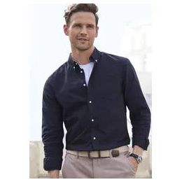 H.I.S. Langarmhemd H.I.S "regular-fit", Herren, Gr. XXL (45/46), N-Gr, schwarz, Web, Obermaterial: 100% Baumwolle, unifarben, regular fit, Rundhals, 2-Knopf-Manschette, Hemden, mit Button-down-Kragen, reine Baumwolle
