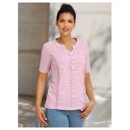 Kurzarmshirt Classic Basics "Kurzarm-Shirt", Damen, Gr. 52, rosa (ros&eacute;), 100% Baumwolle, Spitze:100% Baumwolle, Webware:100% Baumwolle, unifarben, Rundhals, Shirts