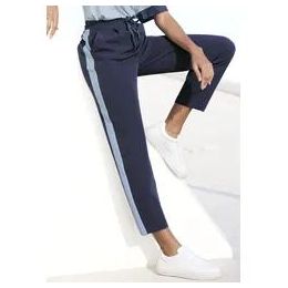 Schlupfhose Vivance, Damen, Gr. 34, N-Gr, blau (marine, blau), Jersey, Obermaterial: 95% Polyester, 5% Elasthan, unifarben mit Farbeinsatz, figurumspielend kn&ouml;chellang, Hosen Schlupfhose, mit sportlichen Kontraststreifen