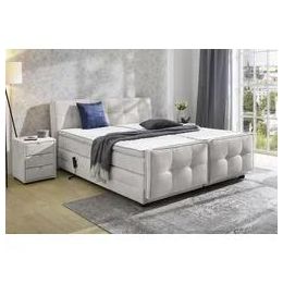 Jockenh&ouml;fer Boxspringbett JOCKENH&Ouml;FER GRUPPE "Paloma, Kopf- und Fussteil elektromotorisch verstellbar", grau (hellgrau 430, 29), B:190cm L:225cm, Bezug Bett: Mittelstruktur (95% Polyester, 5% Nylon);Topper und Matratzenspiegel: 95% Polyester, 5% Nylon, Komplettbetten, Boxspringbett, KS-Topper, inkl. 7-Zonen-TTFK-Matratze H4