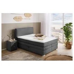 Jockenh&ouml;fer Boxspringbett JOCKENH&Ouml;FER GRUPPE "Arabella, 2x 70er Boxen mit Stauraum", grau (grau 426, 09), B:154cm L:217cm, Bezug Bett: Cord (100% Polyester);Topper und Matratzenspiegel: 100% Polyester, Komplettbetten, Boxspringbett, Wende-Bonell-Federkern-Matratze (H2/H3), inkl. Topper