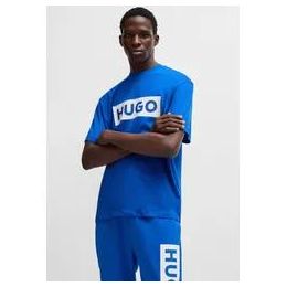 HUGO BOSS T-Shirt HUGO BLUE "Nico", Herren, Gr. M, blau (open blau493), Single Jersey, Obermaterial: 100% Baumwolle, unifarben, regular fit h&uuml;ftlang, Rundhals, Shirts T-Shirt, mit gro&szlig;em Logo-Print, Unisex