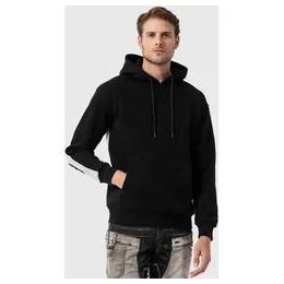 Cipo & Baxx Kapuzenpullover CIPO & BAXX "Sweatshirts", Herren, Gr. M, schwarz, 70% Baumwolle, 30% Polyester, bedruckt, regular fit, Pullover Kapuzenpullover, mit Statement &Auml;rmel-Print