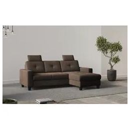 Ecksofa Home Affaire "Varese", braun (dunkelbraun), B:239cm H:91cm T:164cm, 100% Polyester, Sofas, Ecksofa, wahlweise mit Bettfunktion und Bettkasten