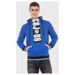 Cipo & Baxx Kapuzenpullover CIPO & BAXX "Sweatshirts", Herren, Gr. XXL, blau (saxeblau), Jersey, 70% Baumwolle, 30% Polyester, bedruckt, regular fit, Pullover Kapuzenpullover, mit Markenprint