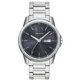 Giorgio Armani Quarzuhr ARMANI EXCHANGE, silberfarben, dunkelblau, Armbanduhren, Damen, Quarzuhr, Armbanduhr, Herrenuhr, Edelstahlarmband, analog, Tag, Wochentag