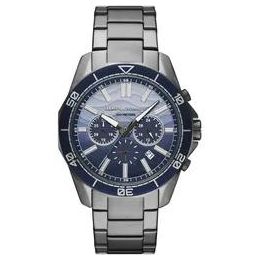 Giorgio Armani Chronograph ARMANI EXCHANGE, grau (anthrazit, blau), Armbanduhren, Damen, Chronograph, Quarzuhr, Armbanduhr, Herrenuhr, Edelstahlarmband, analog, Tag