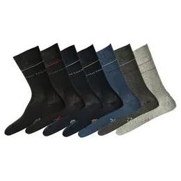 Kurzsocken Tom Tailor "Socken 7er Pack", Herren, Gr. 39-42, bunt (schwarz, grau, blau), Obermaterial: 77% Baumwolle CO. 20% Polyamid PA. 3% Elasthan EL., Socken