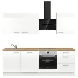 K&uuml;chenzeile Nobilia "Flash II", NEU: individuell anpassbar mit gratis Profi-Beratung", wei&szlig; (k&uuml;che: wei&szlig;, korpus: alpinwei&szlig;, arbeitsplatte: eiche sierra nachbildung), B:240,3cm H:216,6cm T:60cm, Komplettk&uuml;chen-Sets, K&uuml;chenzeile, vormontiert, Breite 240 cm, Ausrichtung w&auml;hlbar, wahlw. mit E-Ger&auml;ten