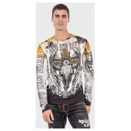 Cipo & Baxx T-Shirt CIPO & BAXX "Sweatshirts", Herren, Gr. XL, beige (ecru), 50% Baumwolle, 50% Polyester, bedruckt, regular fit, Rundhals, Shirts T-Shirt, mit Allover-Print