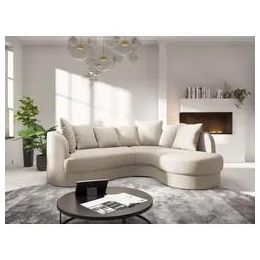 Sit & More Ecksofa SIT & MORE "Samba L-Form", beige (creme), B:245cm H:76cm T:227cm, 95% Polyester, 5% Polyamid, Sofas, Ecksofa, moderne organische Form, inkl. 7 loser R&uuml;ckenkissen