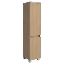 Midischrank Welltime "EIXO, 2 T&uuml;ren, 3 verstellbare Einlegeb&ouml;den, inklusive Dekorf&uuml;&szlig;e", braun (eiche hell), B:30cm H:131cm T:35cm, Holzwerkstoff, Schr&auml;nke, Midischrank