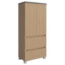 Midischrank Welltime "EIXO, 2 T&uuml;ren, 2 verstellbare Einlegeb&ouml;den, 2 Softclose-Ausz&uuml;ge", braun (eiche hell), B:60cm H:131cm T:35cm, Schr&auml;nke, Midischrank