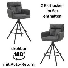 Barhocker Stolkom "Sofia", grau (grau, schwarz), B:54cm H:103,5cm T:60cm, Hocker, Barhocker, Komfortsitzh&ouml;he 70 cm, 180drehbar Auto Return funktion