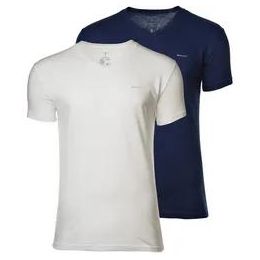 T-Shirt Gant "T-Shirt V-NECK T-SHIRT 2-PACK 2er Pack", Herren, Gr. L, blau (marineblau, wei&szlig;), Obermaterial: 100% Baumwolle CO., Shirts T-Shirt