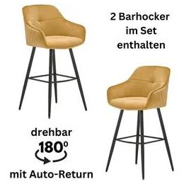 Barhocker Stolkom "Emma", gold (gold, schwarz), B:57cm H:105cm T:53cm, Hocker, Barhocker, Komfortsitzh&ouml;he 73 cm, 180drehbar Auto Return funktion