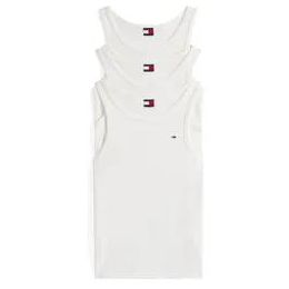 Tommy Hilfiger Tanktop TOMMY JEANS "TJM XSLIM 3 PACK FLAG TANK EXT", Herren, Gr. L, beige (ecru, ecru, ecru), Single Jersey, Obermaterial: 100% Baumwolle, unifarben, regular fit normal, tiefer Rundhals, Tops Tanktop, Mit tiefem Rundhalsausschnitt