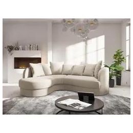 Sit & More Ecksofa SIT & MORE "Samba L-Form", beige (creme), B:245cm H:76cm T:227cm, 95% Polyester, 5% Polyamid, Sofas, Ecksofa, moderne organische Form, inkl. 7 loser R&uuml;ckenkissen