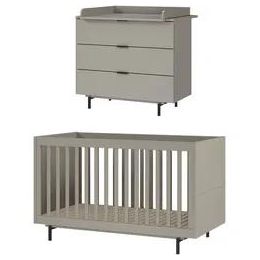Babym&ouml;bel-Set Germania "Tomino", grau (steingrau), B:264cm H:102cm T:75cm, Spanplatte, Schlafzimmerm&ouml;bel-Sets, modernes Design, mitwachsendes Komplett-Set, GS-zertfiziert