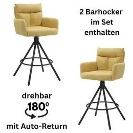 Barhocker Stolkom "Sofia", gelb (gelb, schwarz), B:54cm H:103,5cm T:60cm, Hocker, Barhocker, Komfortsitzh&ouml;he 70 cm, 180drehbar Auto Return funktion