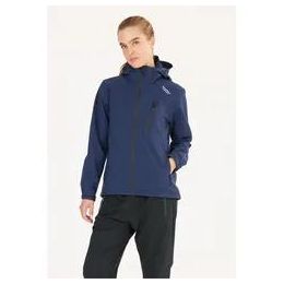 Outdoorjacke WEATHER REPORT "CAMELIA W-PRO15000", Damen, Gr. 48, blau (dunkelblau, schwarz), 94% Polyester, 6% Elasthan, bedruckt, mehrfarbig, normal, ohne Ausschnitt, Jacken Outdoorjacke, mit wasserdichter Beschichtung