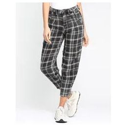 Webhose Gang "Gang Hosen Balloon 94SILVIA CROPPED", Damen, Gr. 26, schwarz (washed schwarz check), Stoff, 100% Baumwolle, Hosen